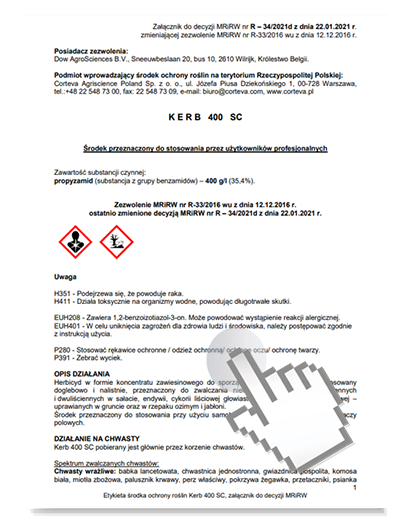 KERB 400 SC 5L (propyzamid) | Sklep Internetowy