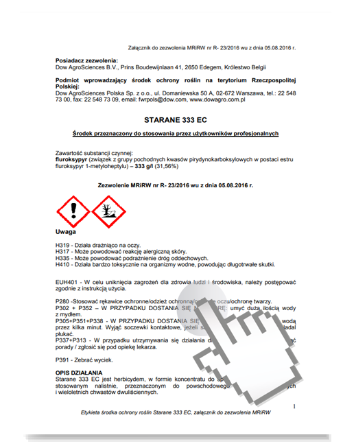 Starane 333 EC 500ML Corteva - wPolu.pl | Sklep Internetowy