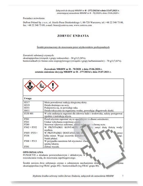 ZORVEC ENDAVIA 1L | Sklep Internetowy